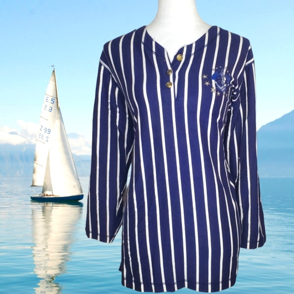 Carolina Colours | Tops | Carolina Colours Navy Blue White Nautical ...